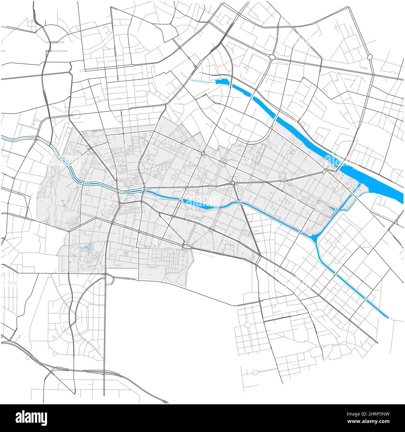 Kreuzberg, Berlin, DEUTSCHLAND, high detail vector map with city ...
