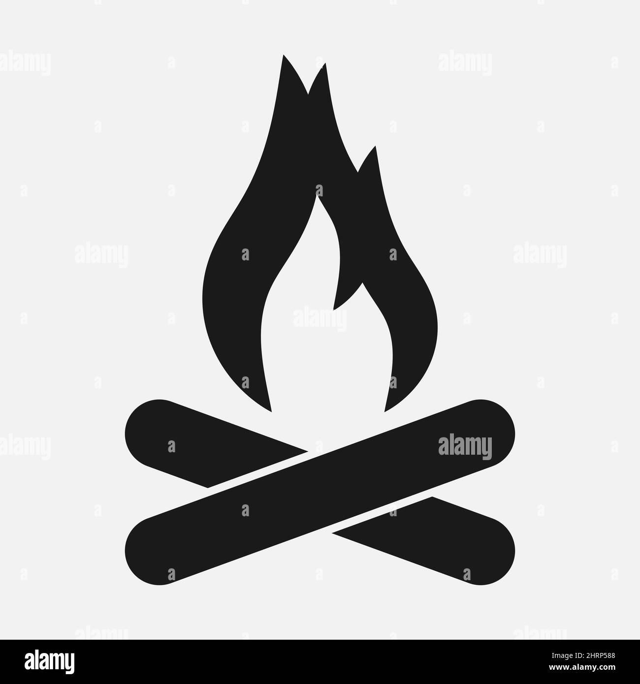 Campfire black vector icon. Bonfire sign. Fire Stock Vector Image & Art ...