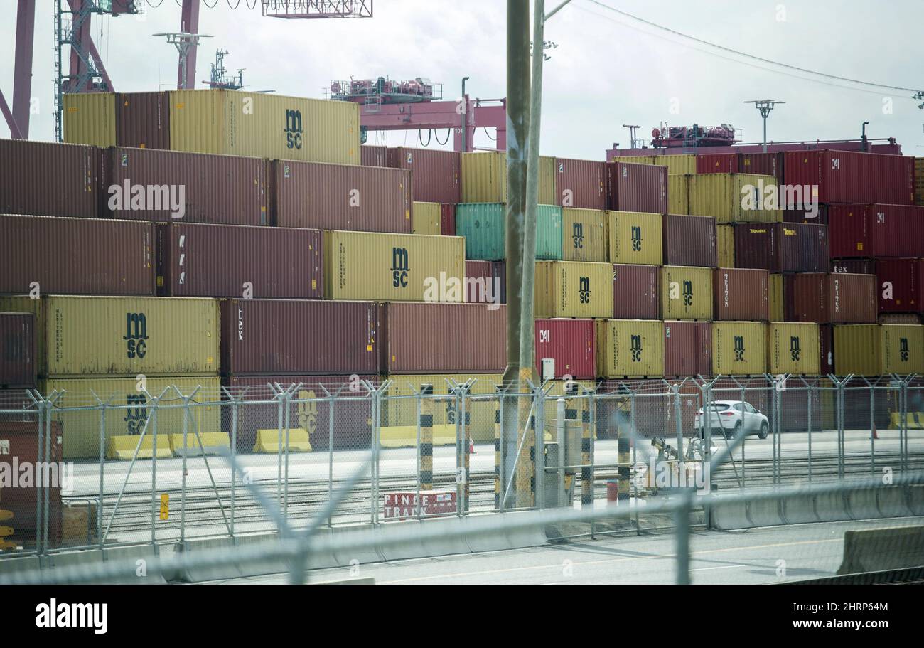 Shipping containers are shown at the Port of Montreal in Montreal ...