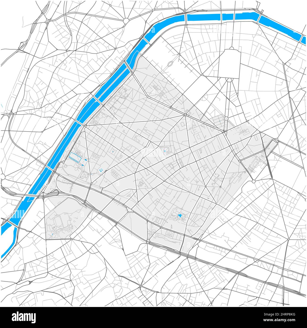15th Arrondissement, Paris, FRANCE, high detail vector map with city ...