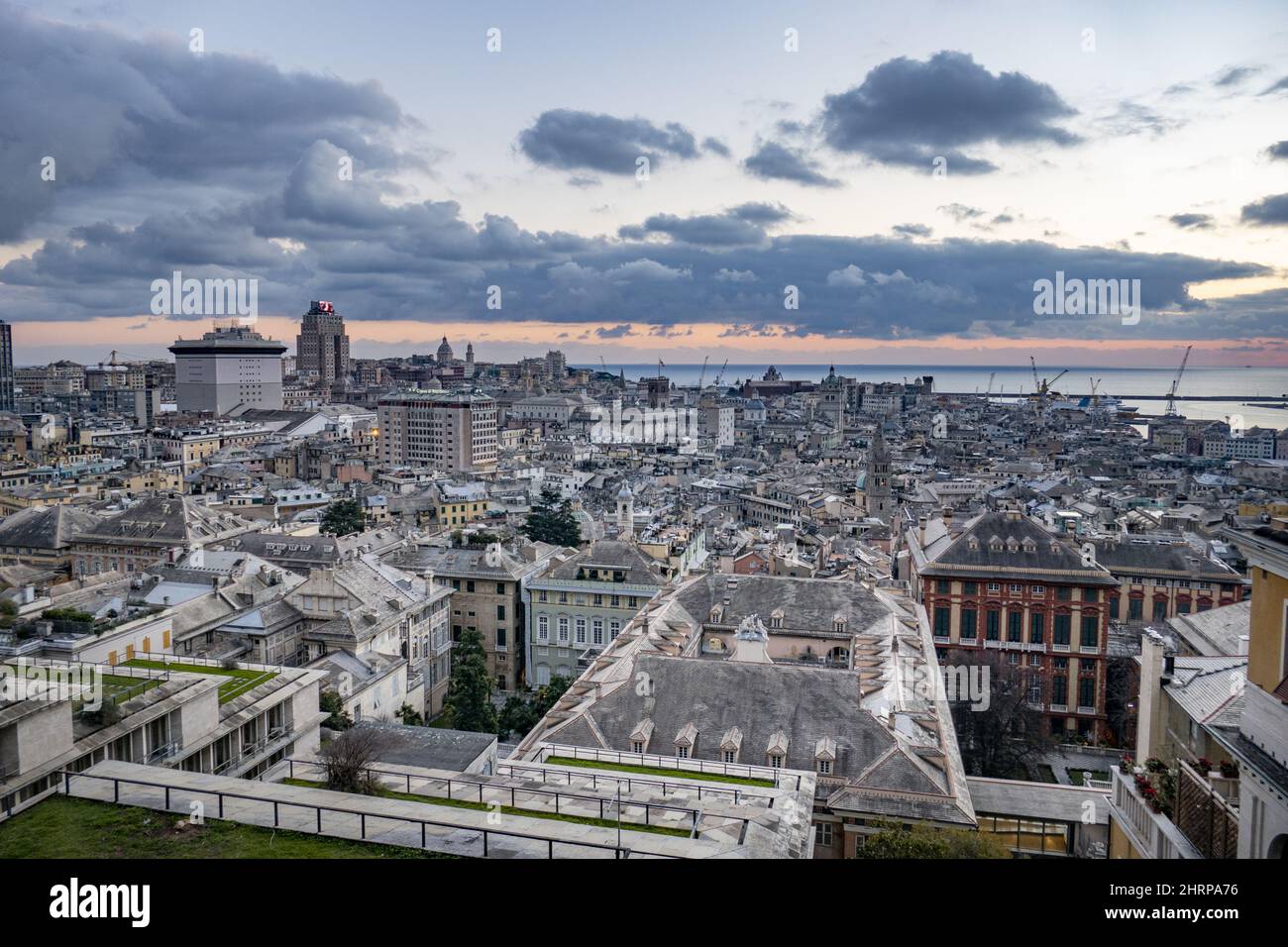 Beautiful cityscape view with high buildings against a cloudy sky Stock ...