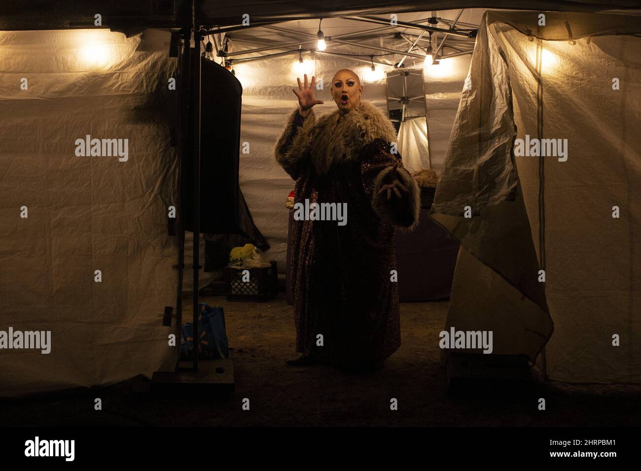 Drag Queen Miss Conception is seen backstage before performing at Drive ...
