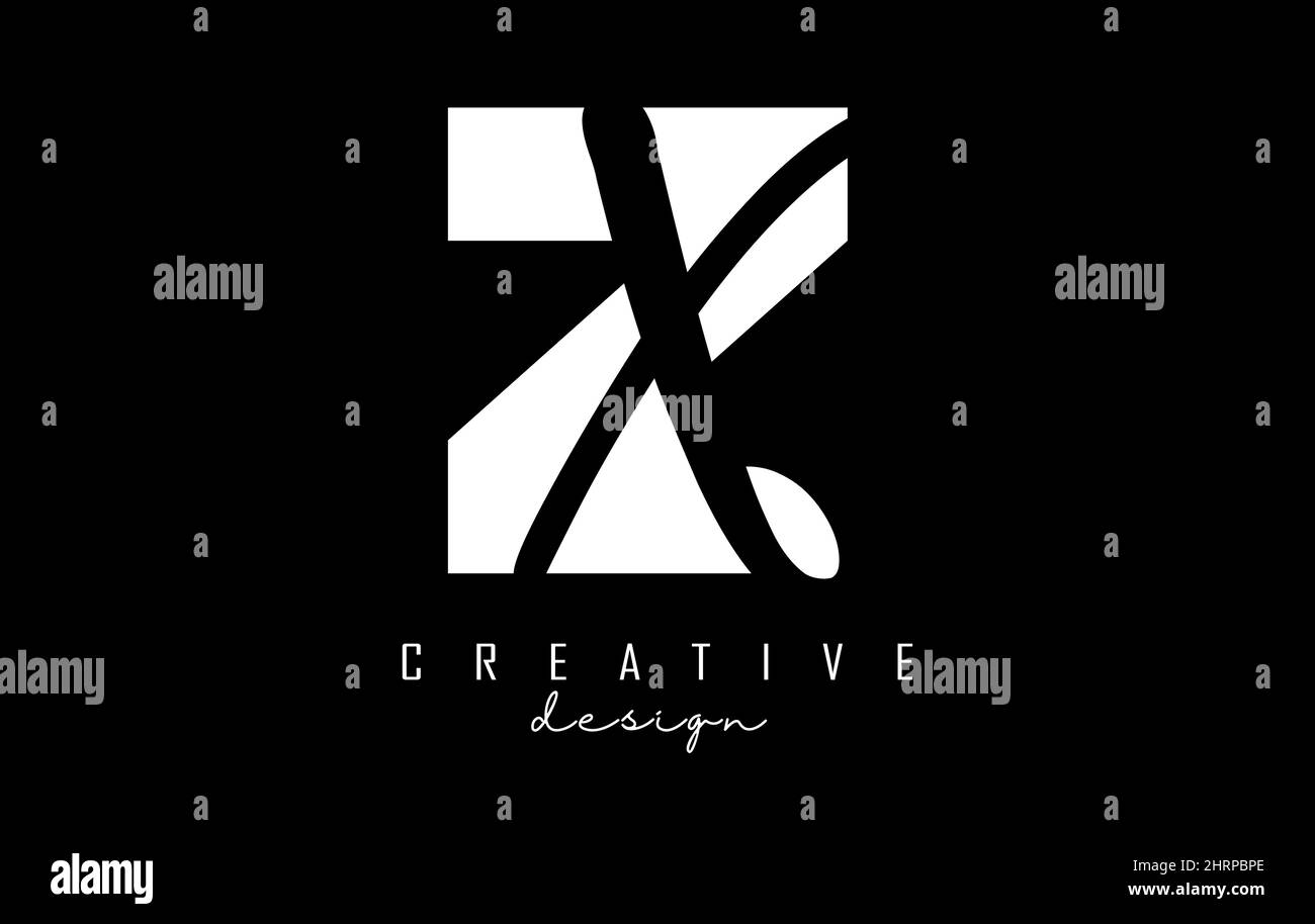 White and Black Letters ZX logo with a minimalist design. Letters Z and ...