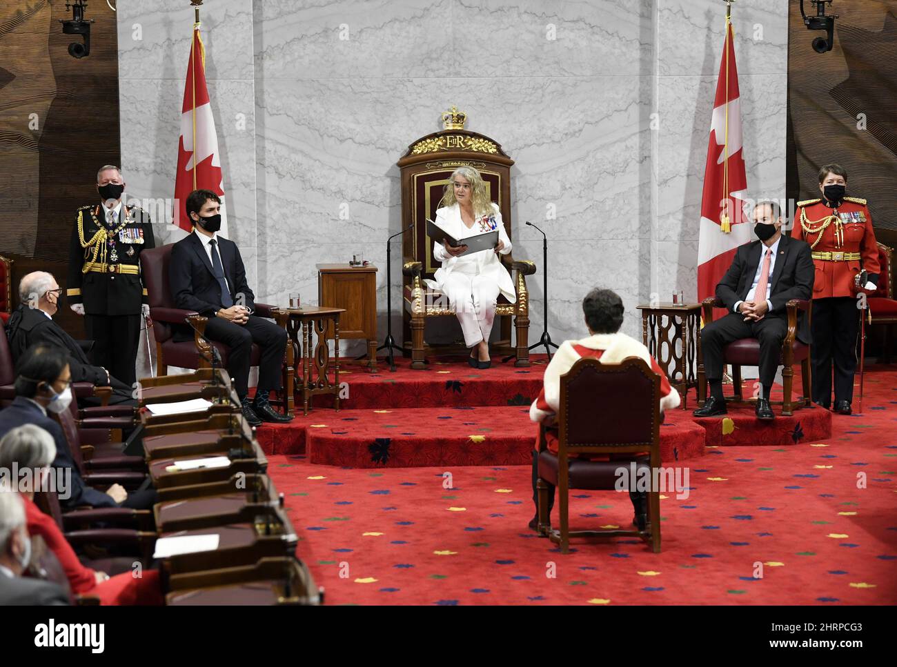 Chief of Defence Staff Jonathan Vance, front left to right, Prime ...