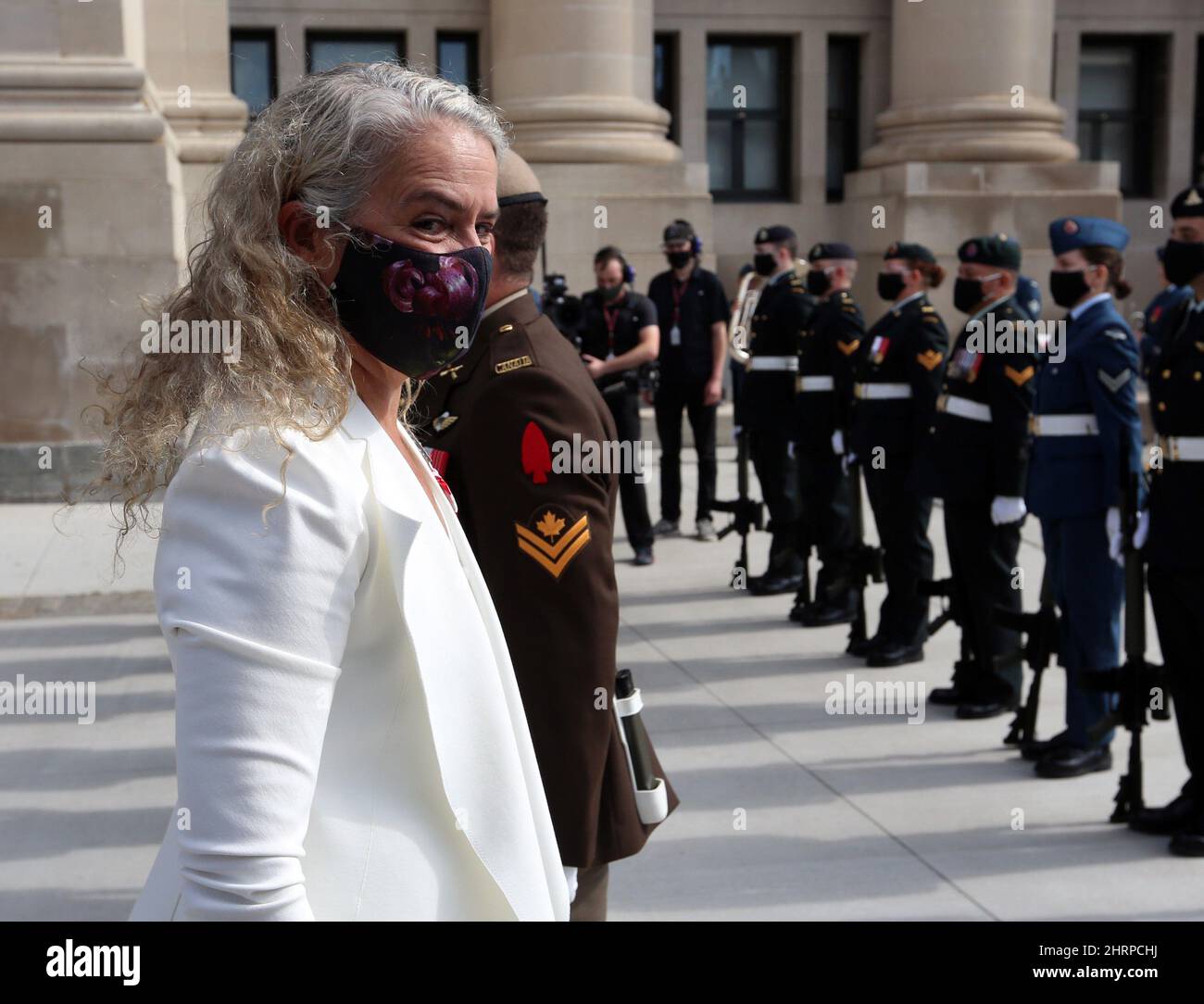 Gov. Gen. Julie Payette inspects the Guard of Honour as she makes her way deliver the Throne ...