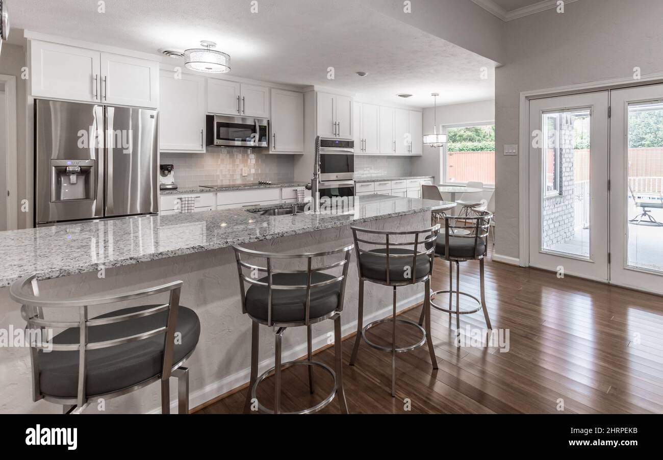 View of a kitchen with beautiful, modern interior Stock Photo - Alamy