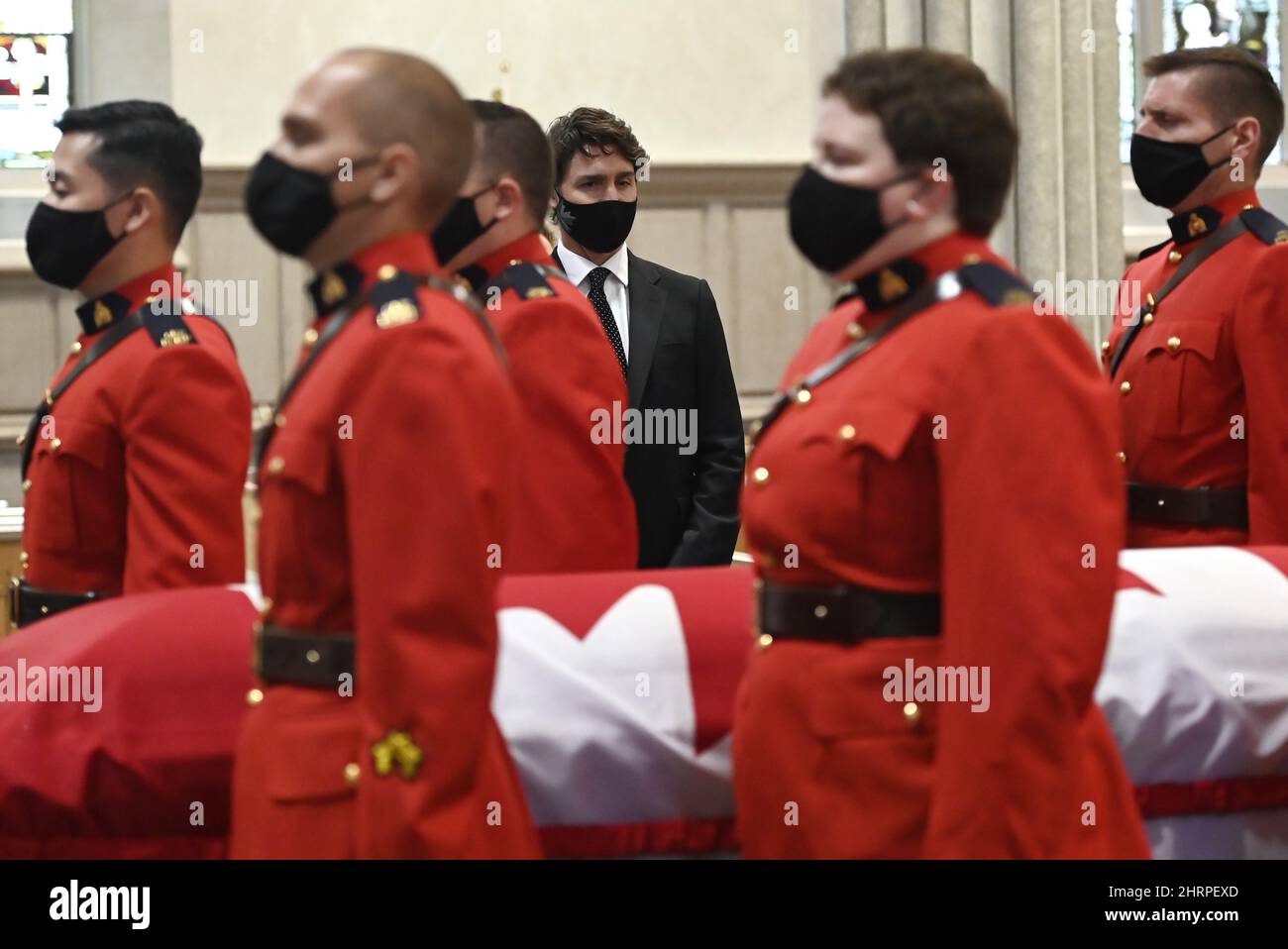 Prime Minister Justin Trudeau looks on as members of the Royal Canadian ...