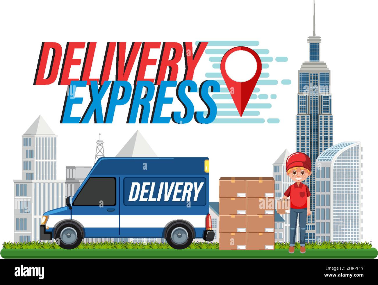Delivery Express logotype with a courier cartoon character illustration ...