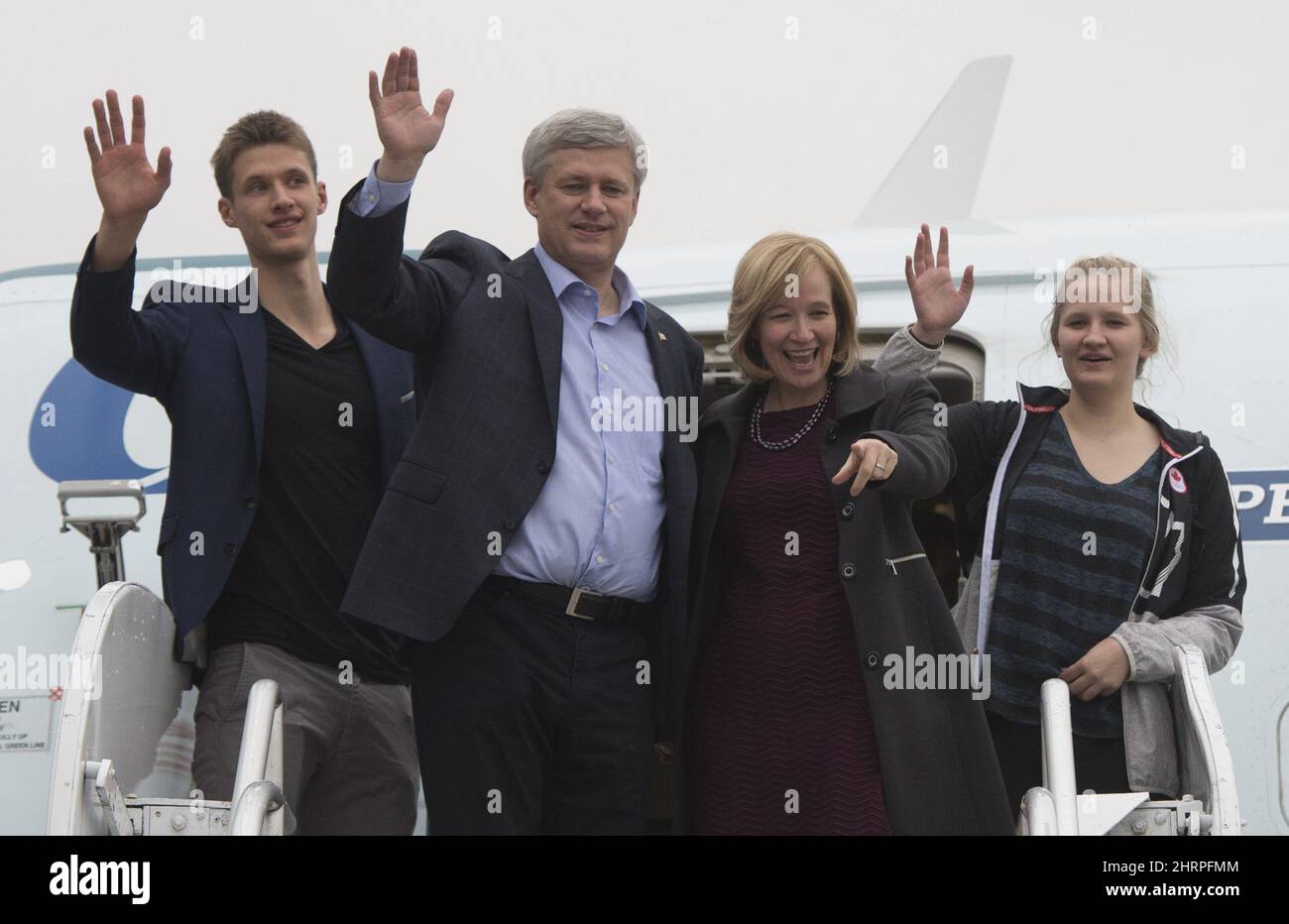 Conservative leader Stephen Harper along with his wife Laureen, son Ben ...