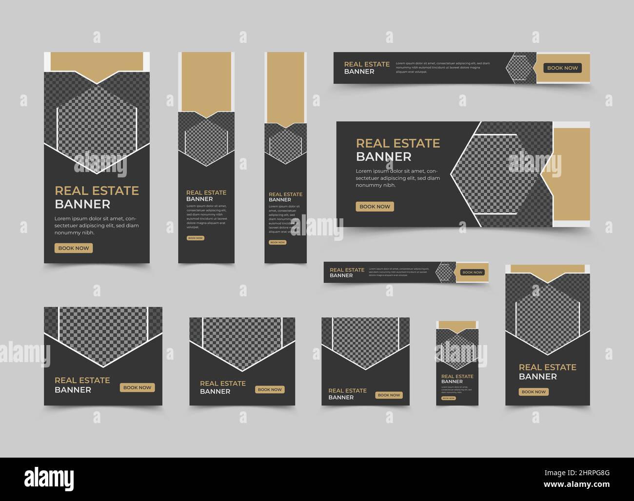Real estate web banner template design, Vector horizontal and vertical ... Real estate web banner template design, Vector horizontal and vertical ...
