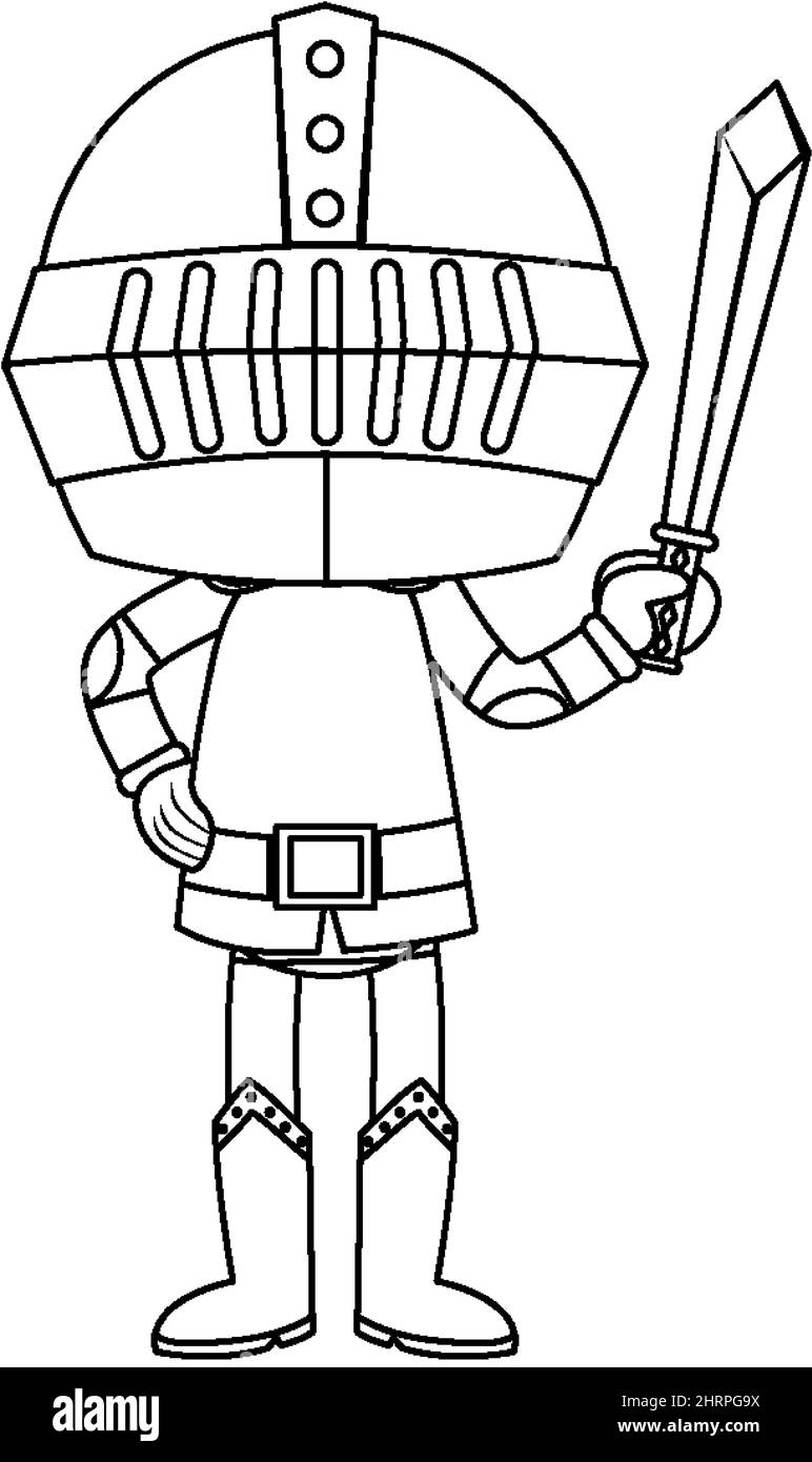Knight doodle outline for colouring illustration Stock Vector Image ...