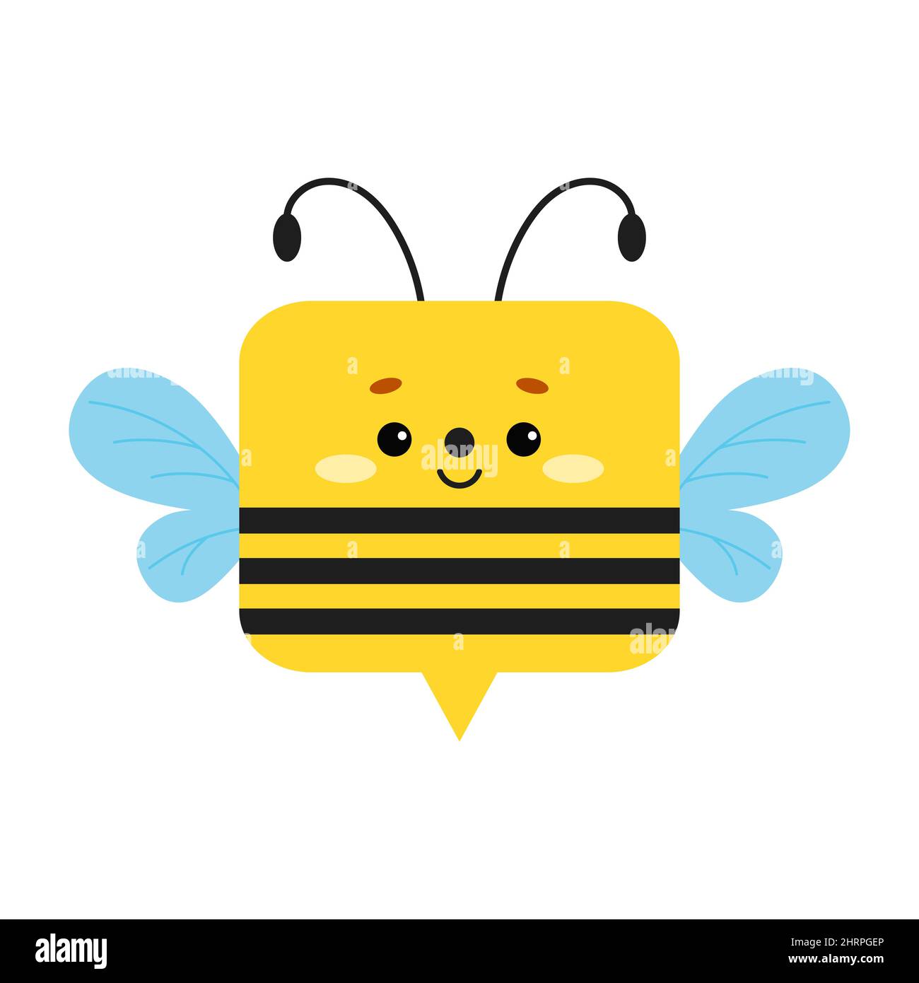 Square bee forest insect animal face with sting icon isolated on white ...