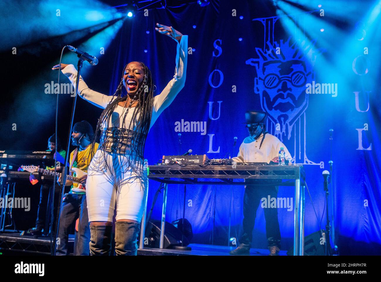 York, UK. 26th Feb, 2022. Nadine Caesar, lead singer of British soul ...