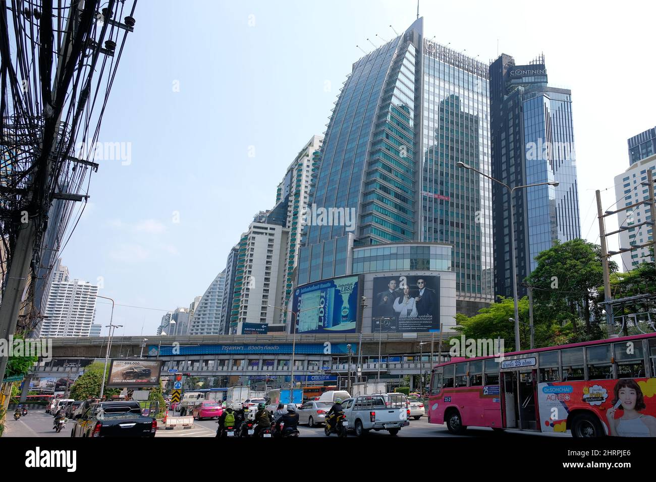 14 Mar 20 Bangkok: Northbound traffic along Asok Montri Road at Asok ...