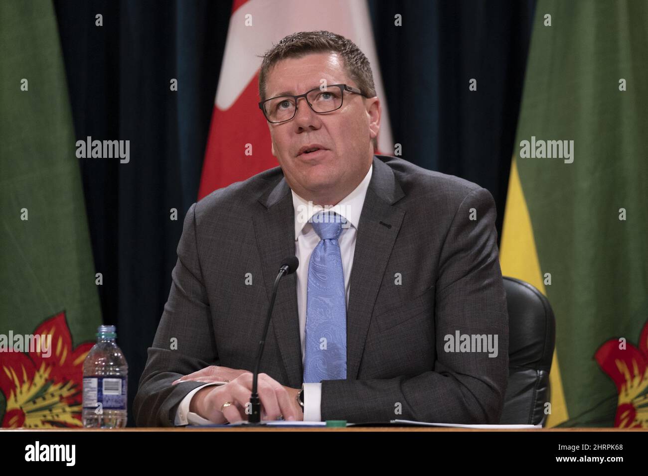 Saskatchewan Premier Scott Moe at a press conference at the Legislative ...