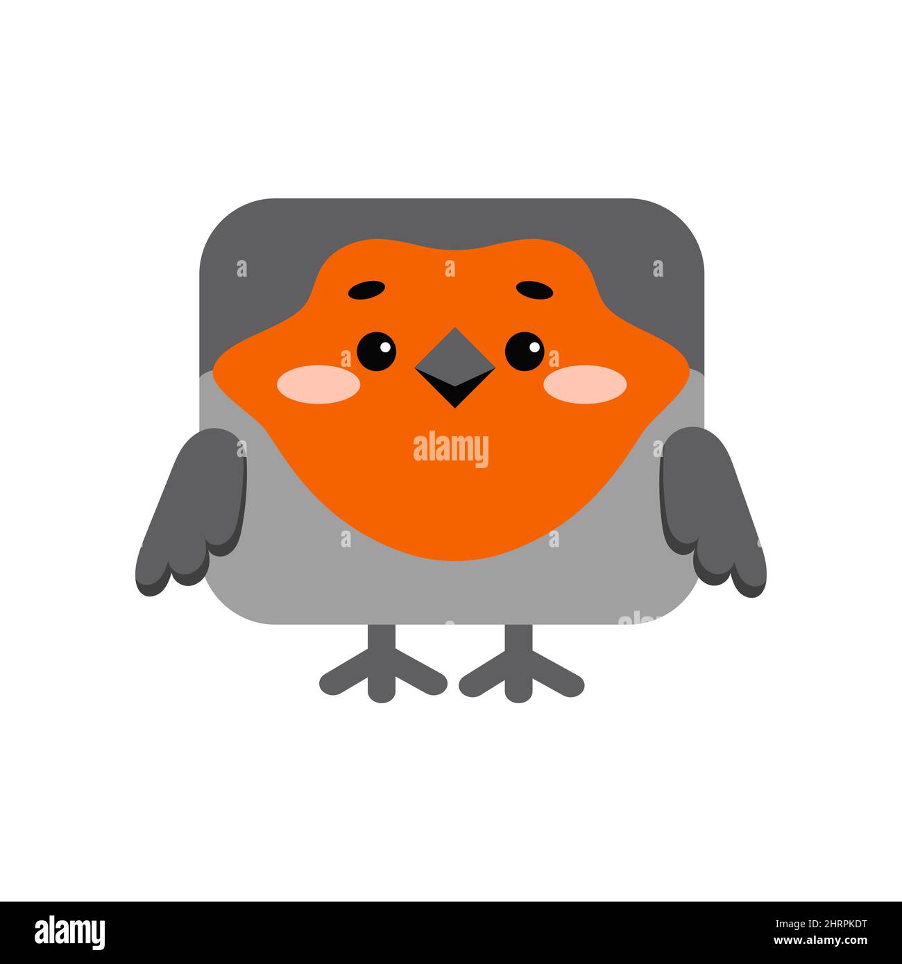 Square forest robin bird animal face icon isolated on white background ...