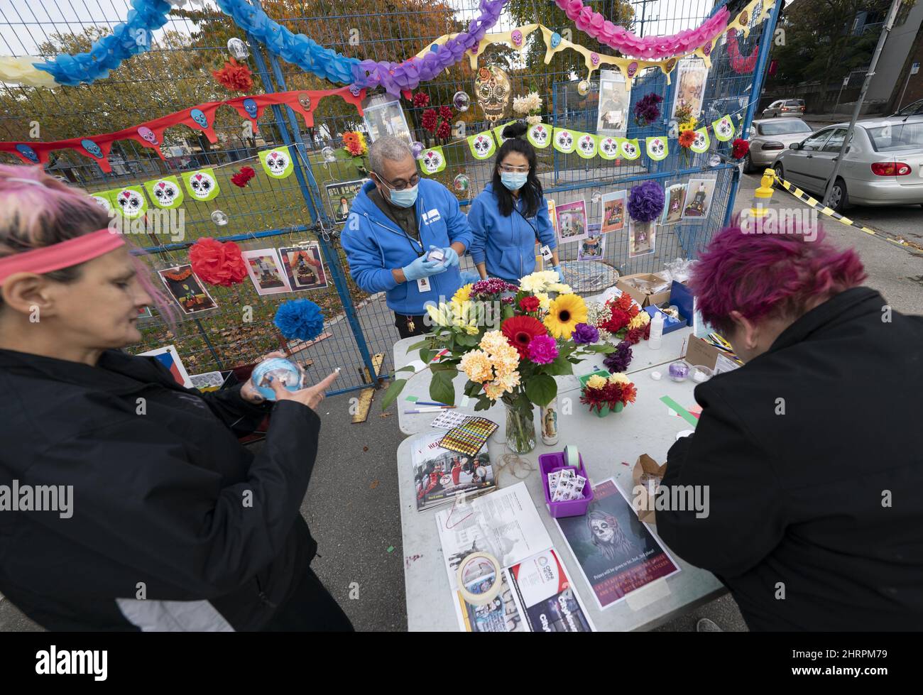 A day of the dead memorial is set up outside Oppenheimer Park in ...