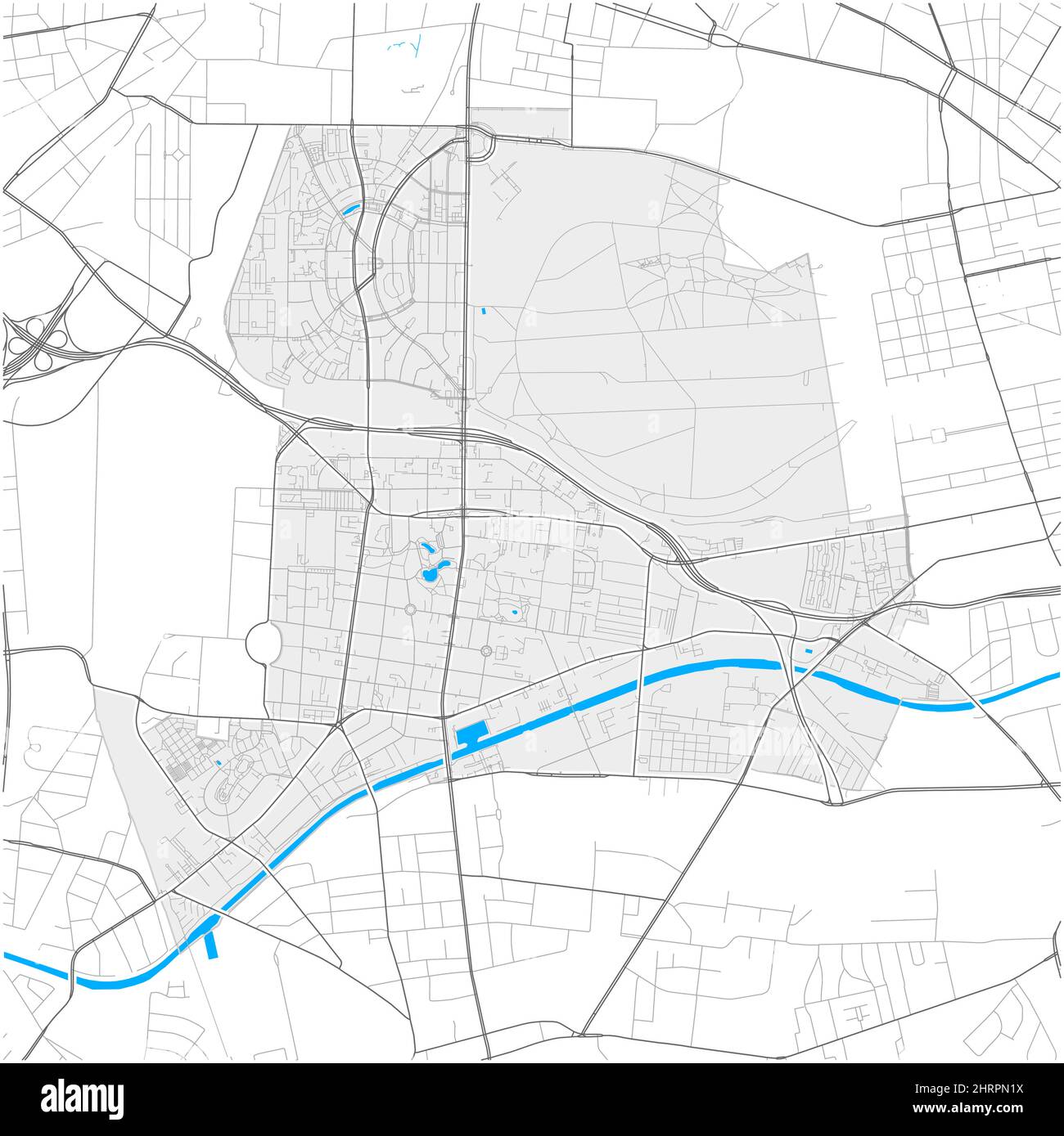 Tempelhof, Berlin, DEUTSCHLAND, high detail vector map with city ...