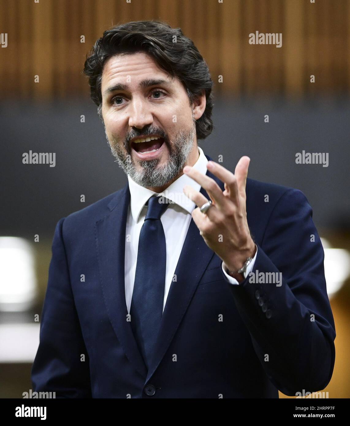 Prime Minister Justin Trudeau answers a question during question period ...
