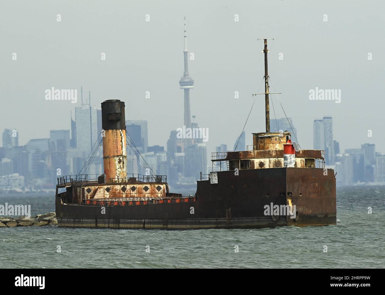 The Ridgetown ship rest at the mouth of the Port Credit harbour as the ...
