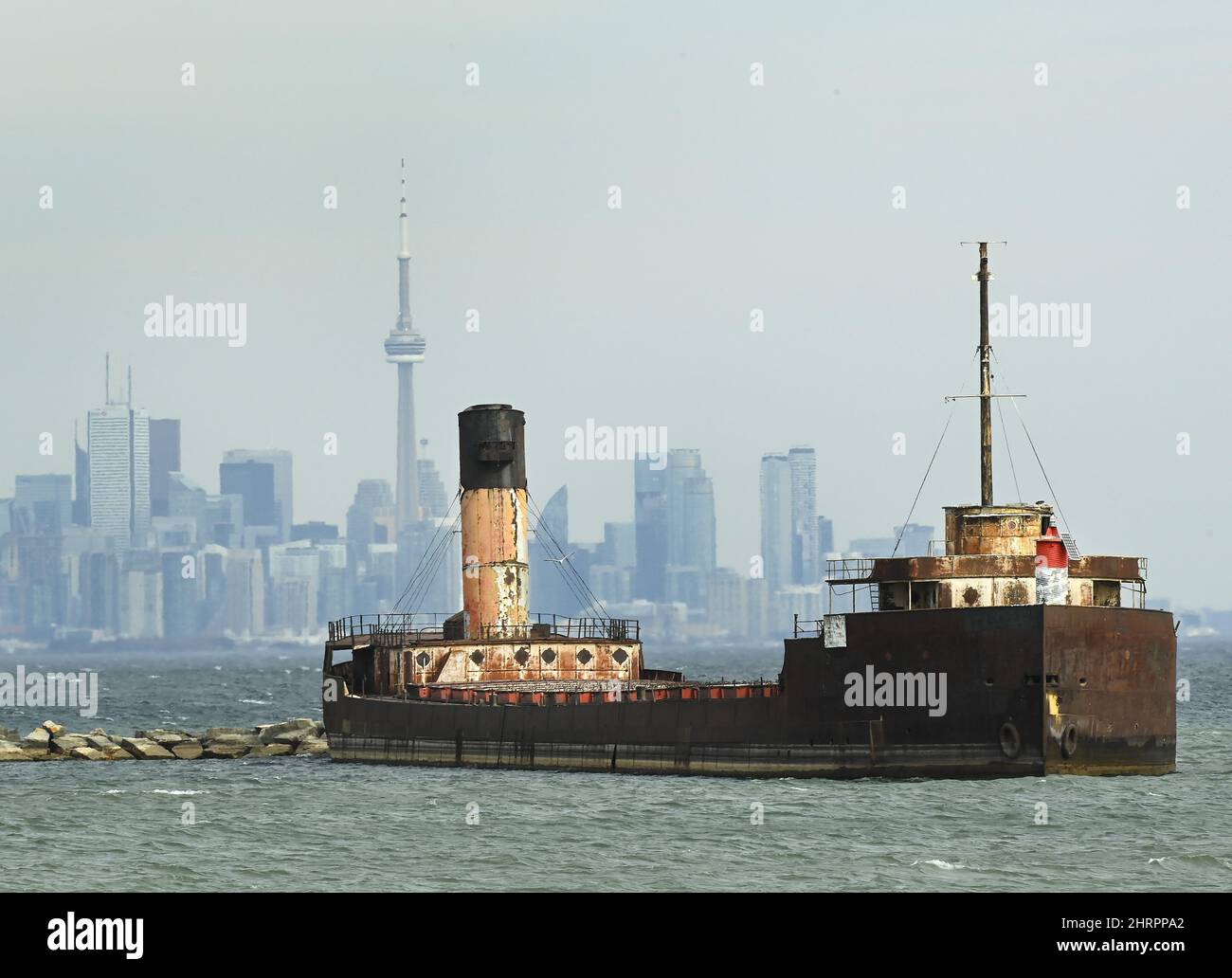 The Ridgetown ship rest at the mouth of the Port Credit harbour as the ...