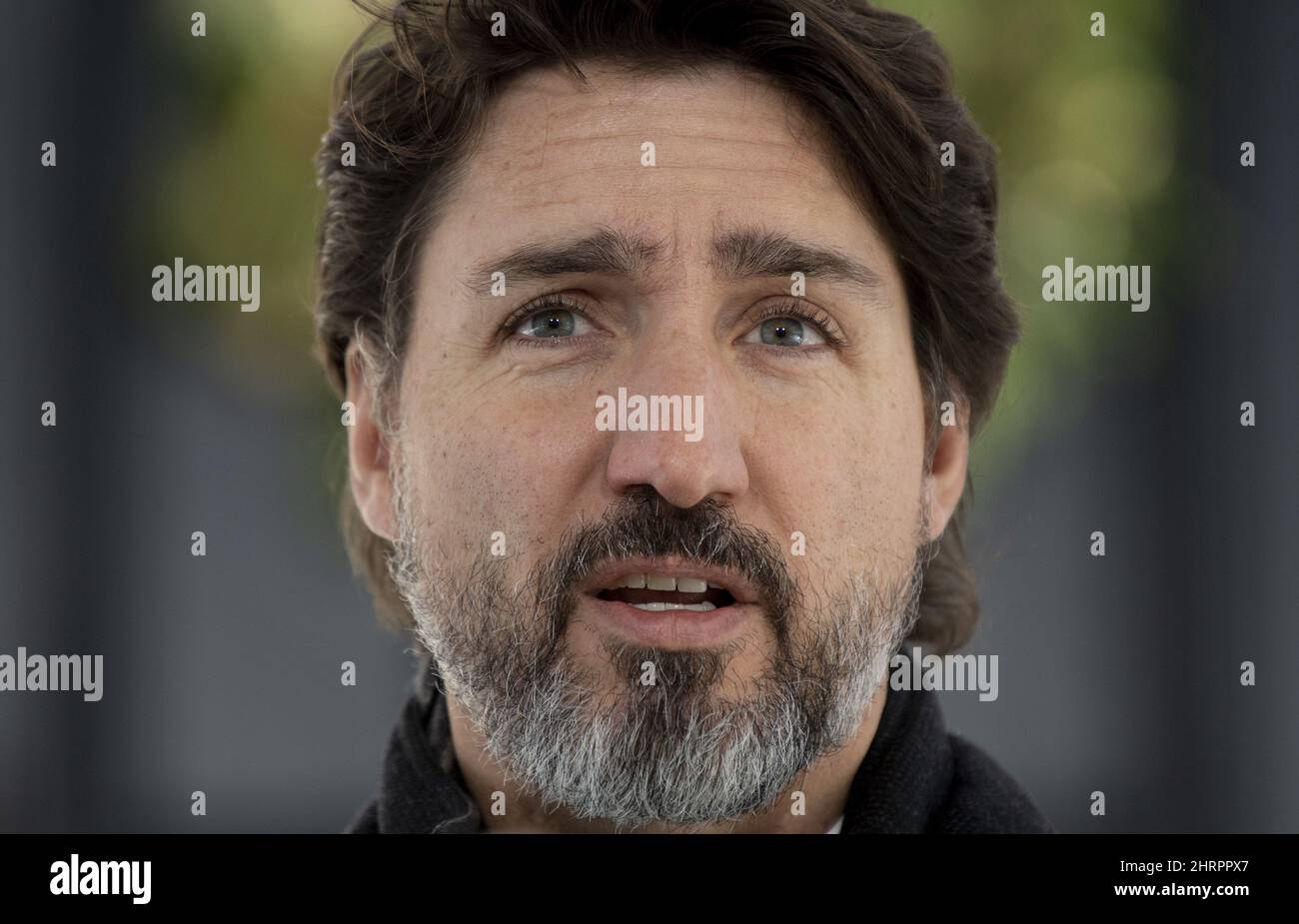 Prime Minister Justin Trudeau makes his opening remarks during a news ...