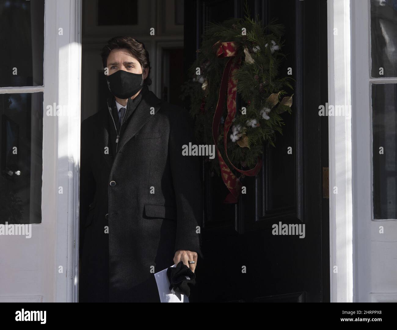 Prime Minister Justin Trudeau steps out of Rideau cottage as he makes ...