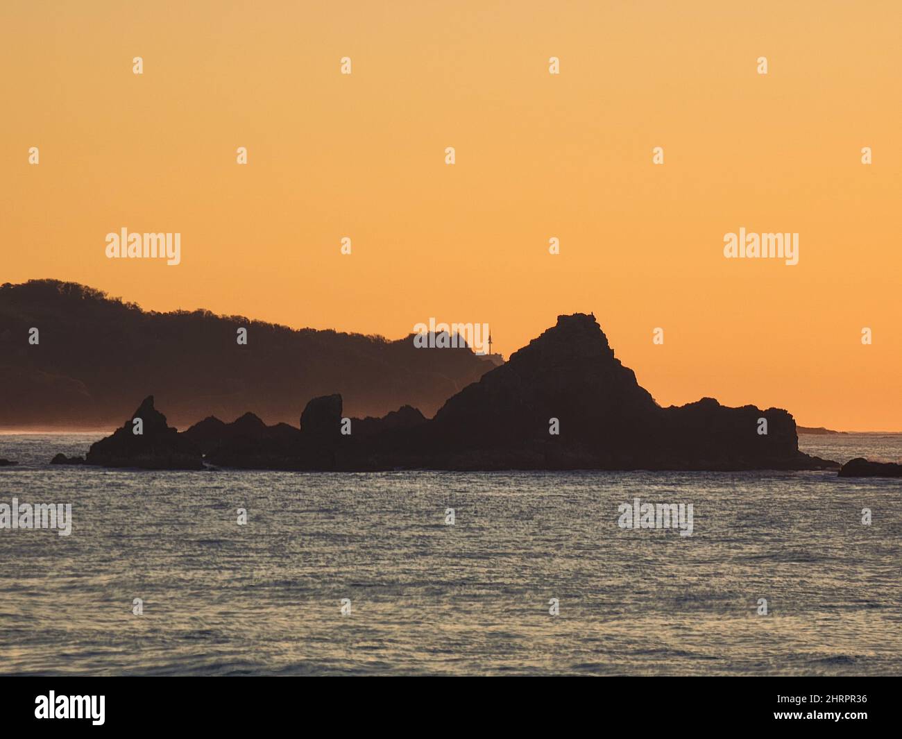 Beautiful peach sunset view from the Puerto Vallarta beach Stock Photo ...