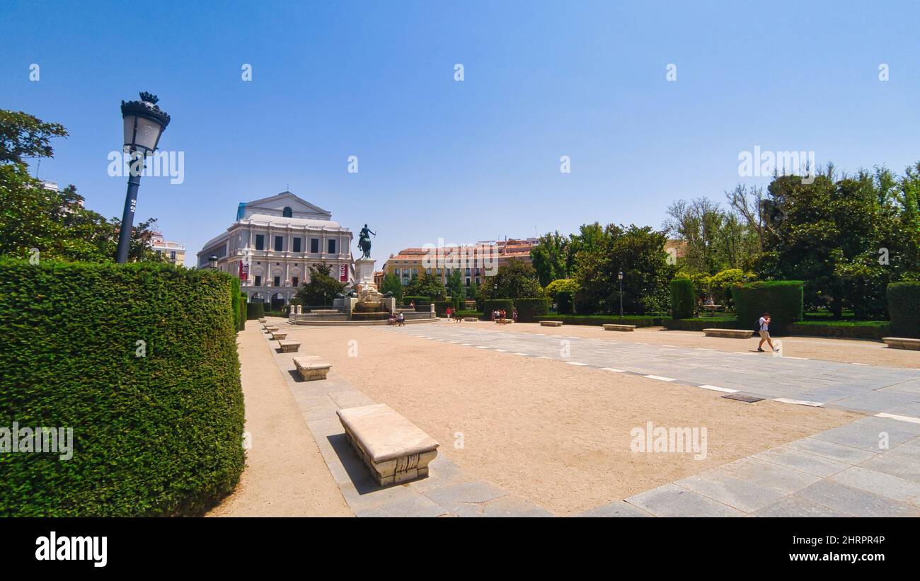 Beautiful view of a park between Opera house and Royal Palace with the ...