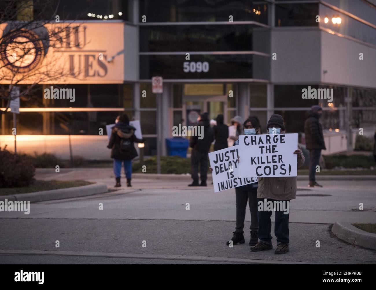 People protest outside the SIU headquarters in Mississauga, Ont ...