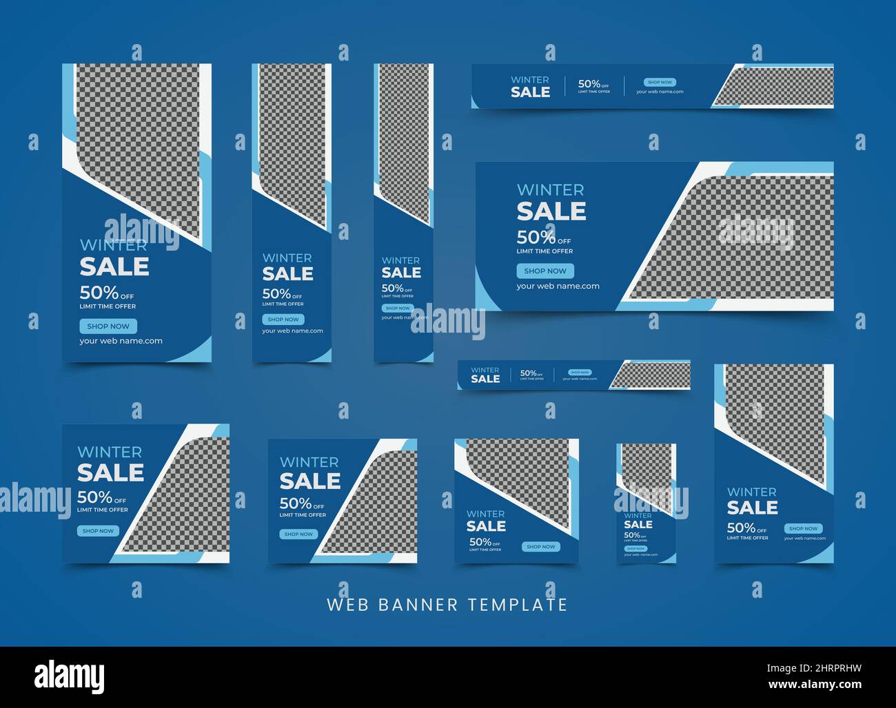 Winter sales web banner template set and horizontal and vertical google web banner design or ...