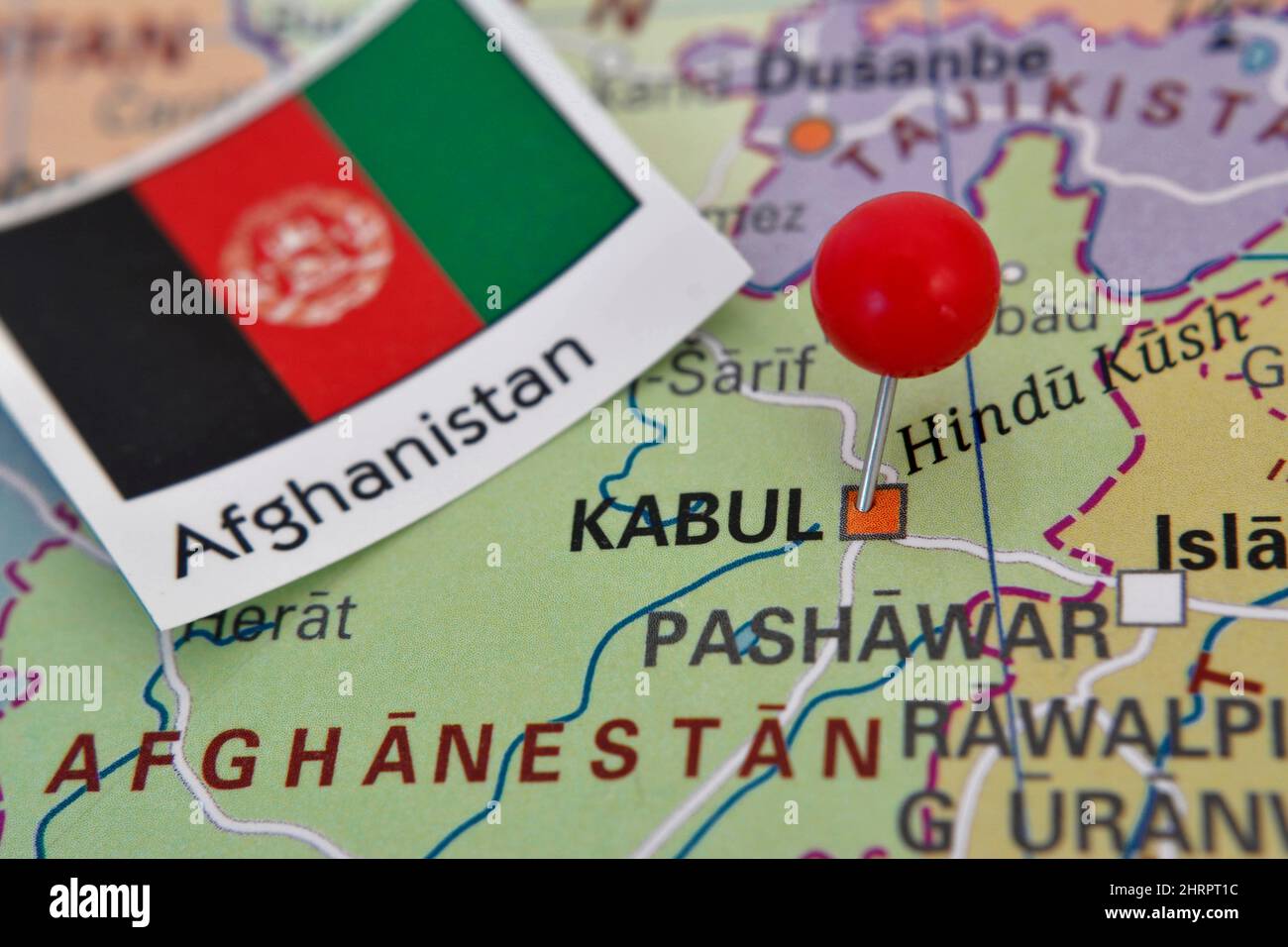 Kabul location on map with flag in Afghanistan Stock Photo - Alamy