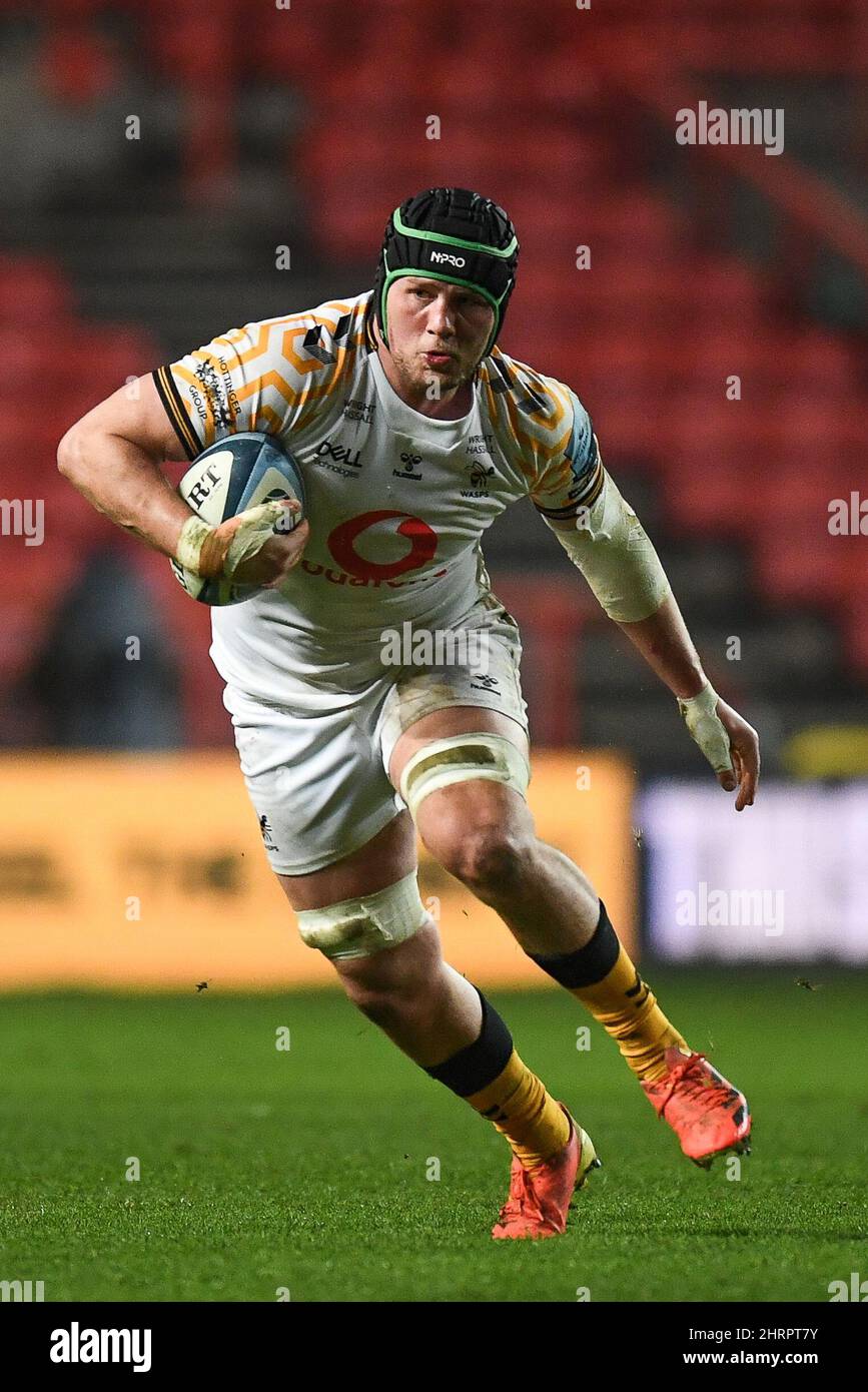 Bristol, UK. 25th Feb, 2022. Tom Willis of Wasps Rugby, in action ...