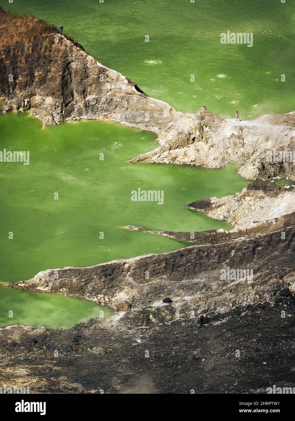 Aerial shot of a Chichonal volcano containing sulfur water, Mexico ...