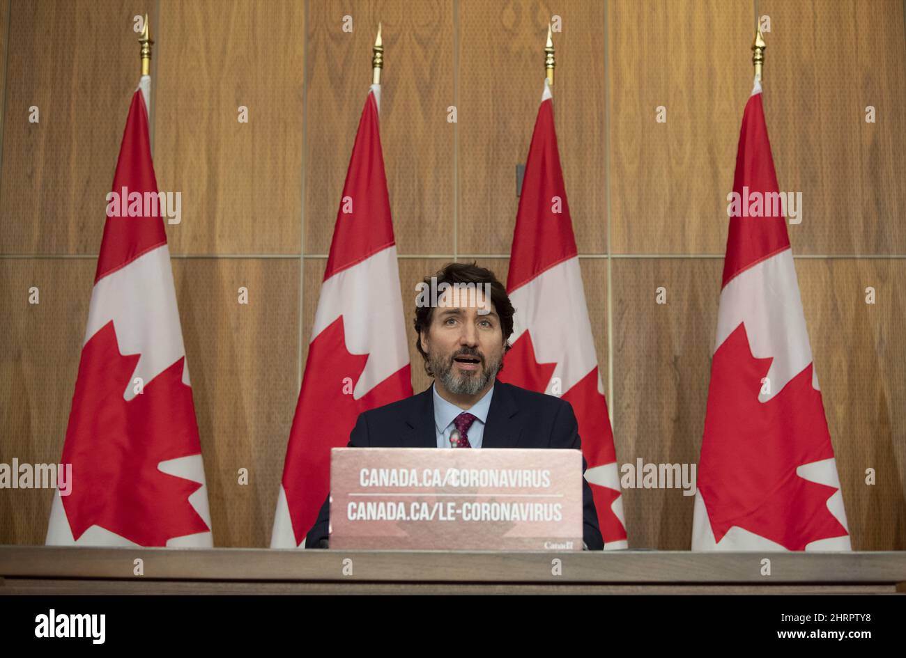 Prime Minister Justin Trudeau delivers his opening statement during a ...