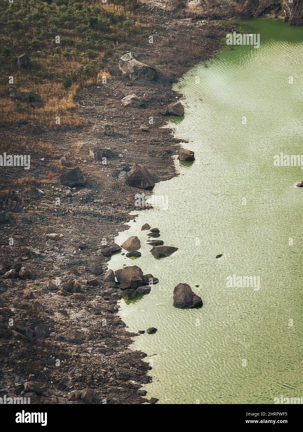 Aerial shot of a Chichonal volcano containing sulfur water, Mexico ...