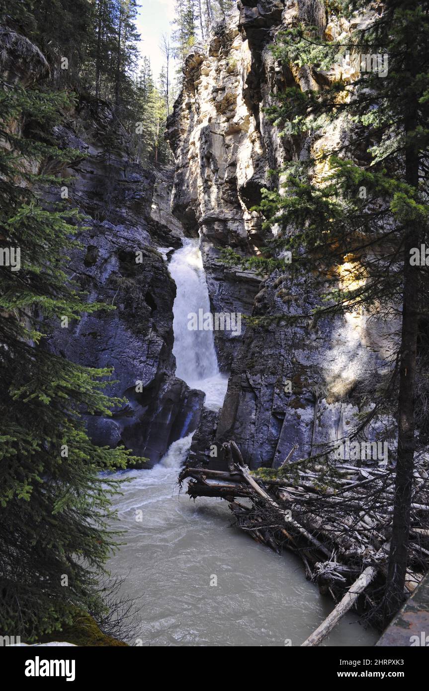 View of the small waterfall in Banff National Park, Canada Stock Photo ...