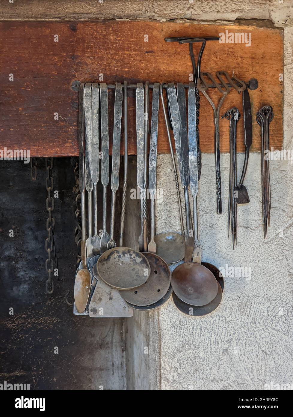 Old kitchen utensils on the wall hi-res stock photography and images ...
