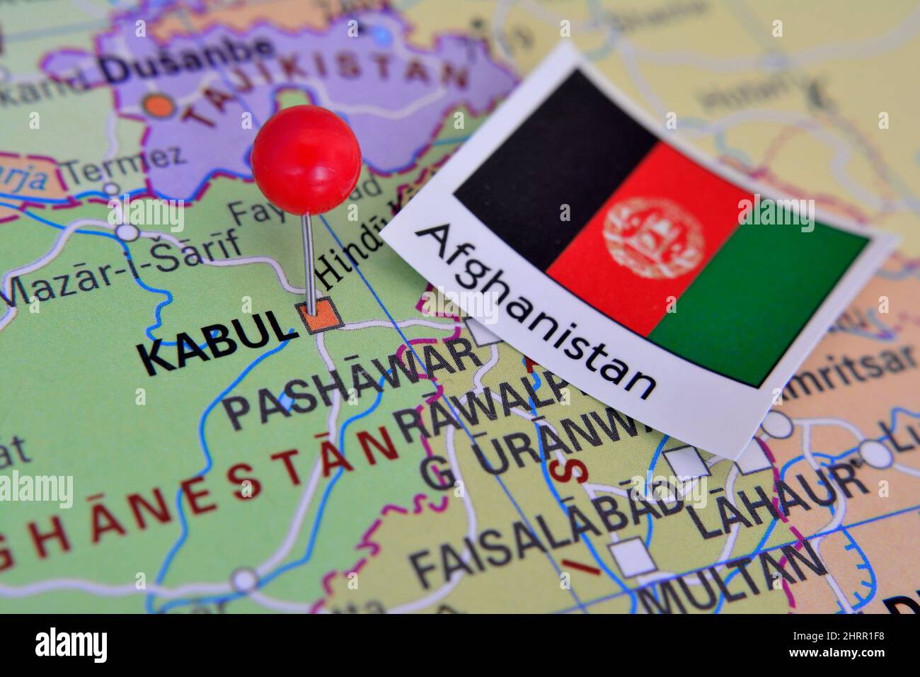Kabul location on the map with a Afghanistan flag Stock Photo - Alamy