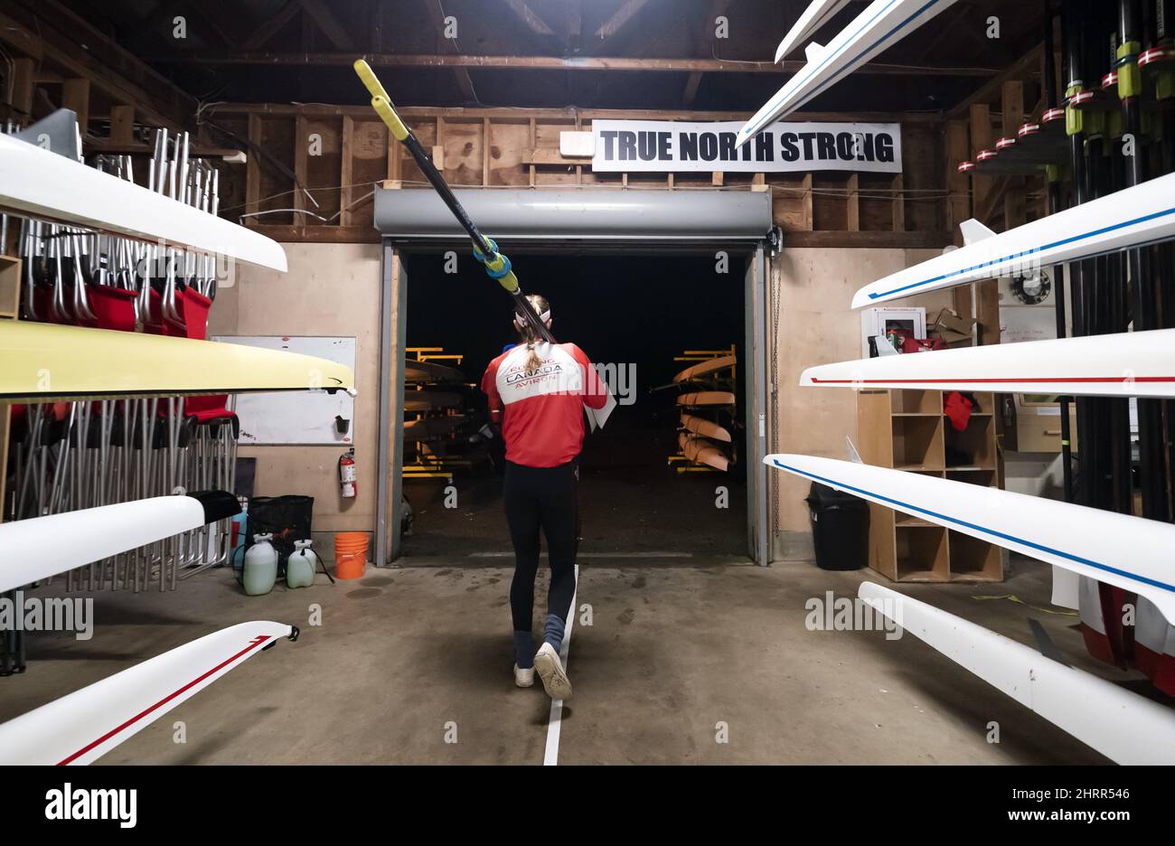 Canadian Olympic rower Carling Zeeman prepares to go out on the water ...