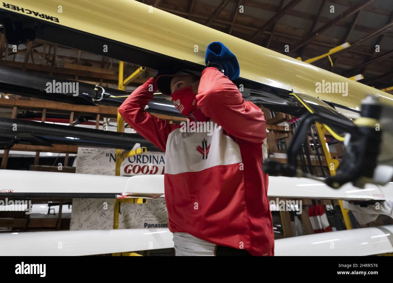 Canadian Olympic rower Carling Zeeman prepares to go out on the water ...