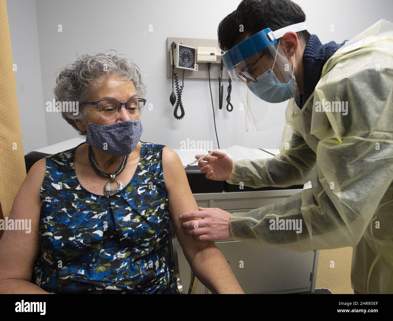 Retired nurse Donna Lessard takes part in the Medicago COVID-19 vaccine ...