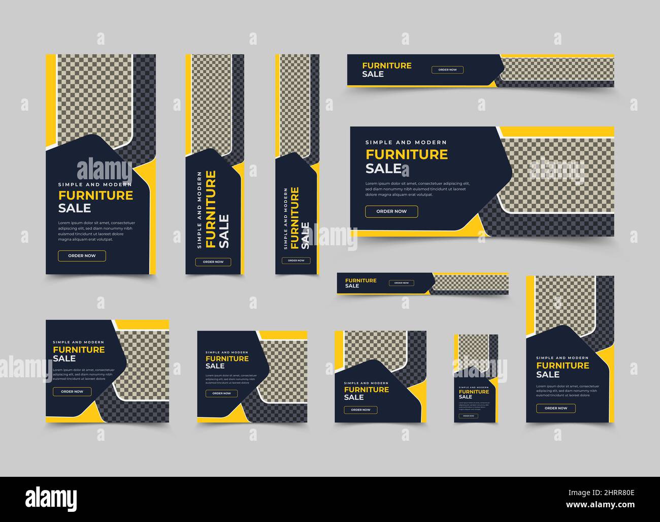Moden furniture sale web banner template set and horizontal and vertical google web banner ...