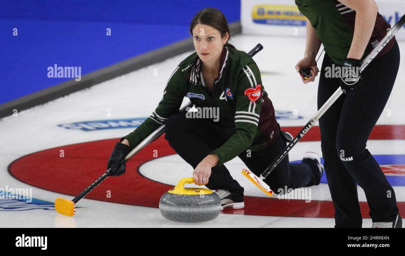 Team Prince Edward Island skip Suzanne Birt makes a shot at the ...
