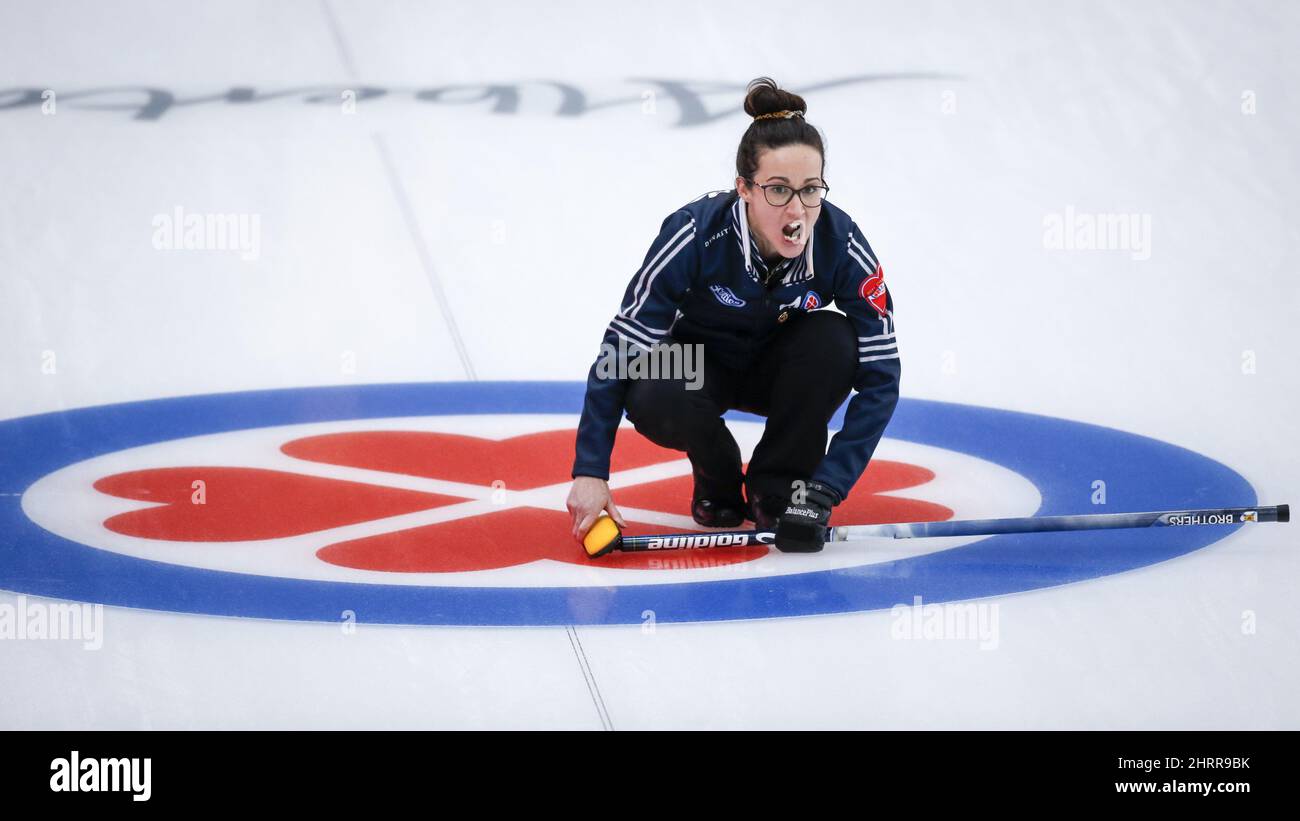 Team Nova Scotia skip Jill Brothers directs her team against Team ...