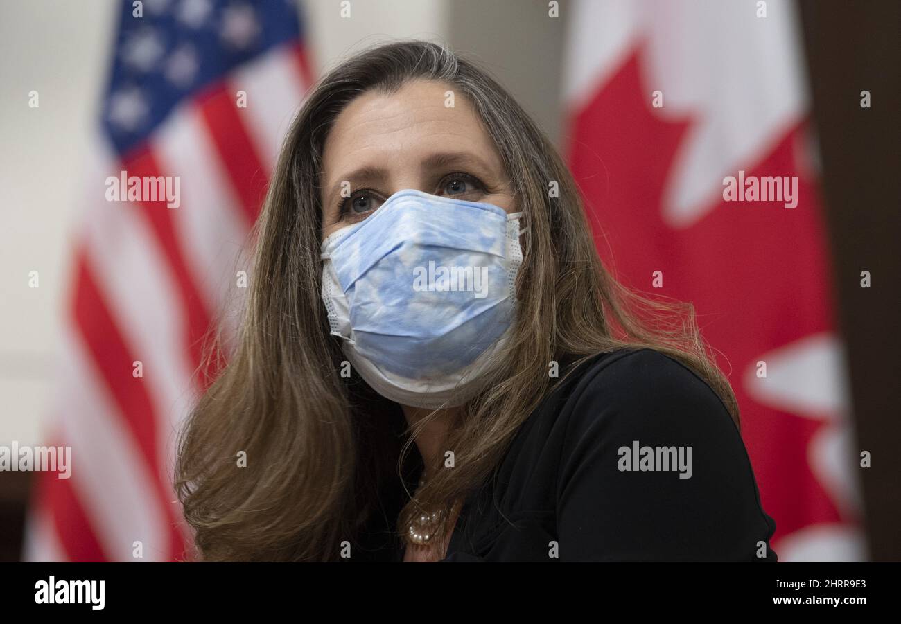 Deputy Prime Minister and Minister of Finance Chrystia Freeland looks ...