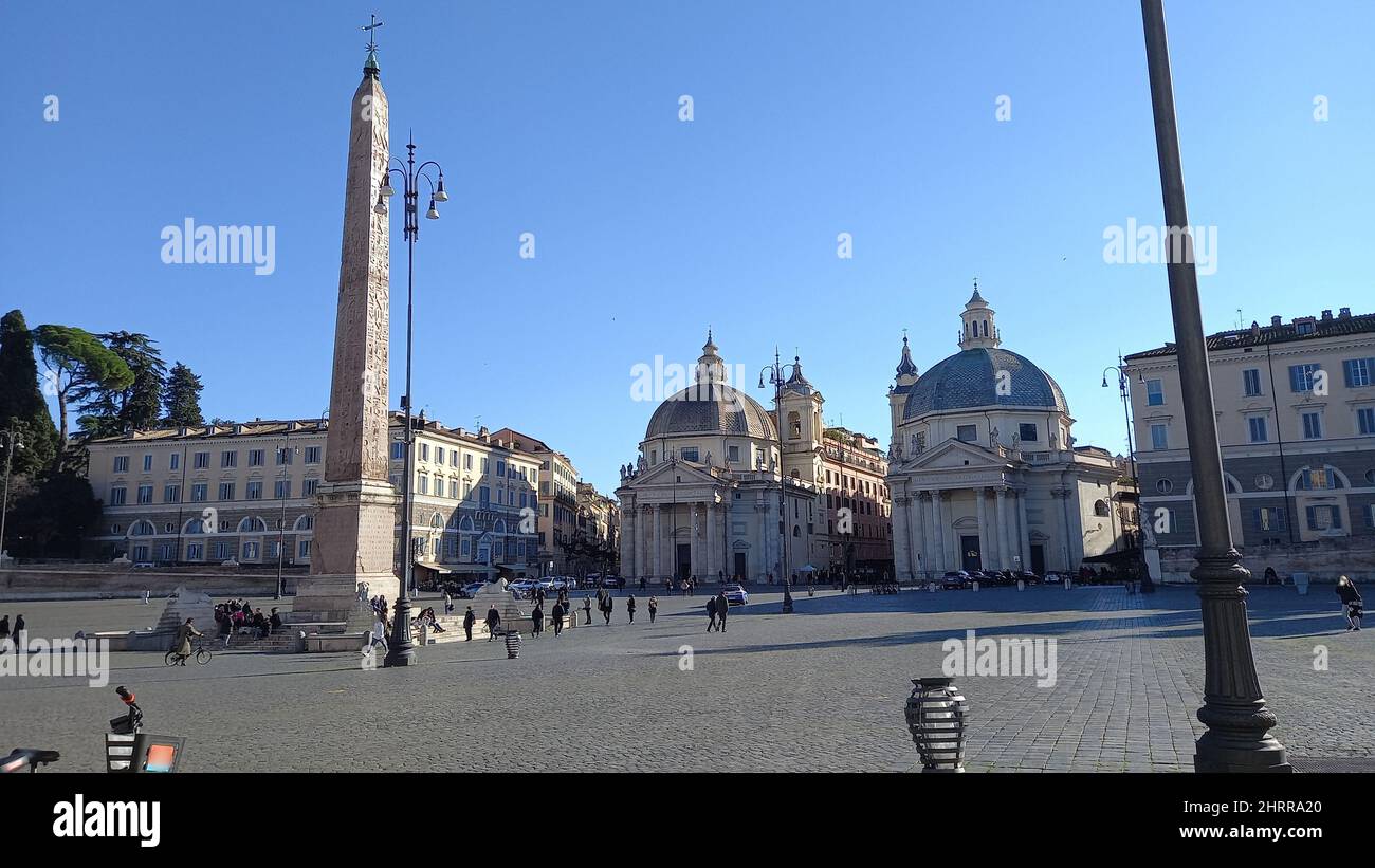 Piazza del Popolo (Popolo Square) in Rome with the obelisk in the ...