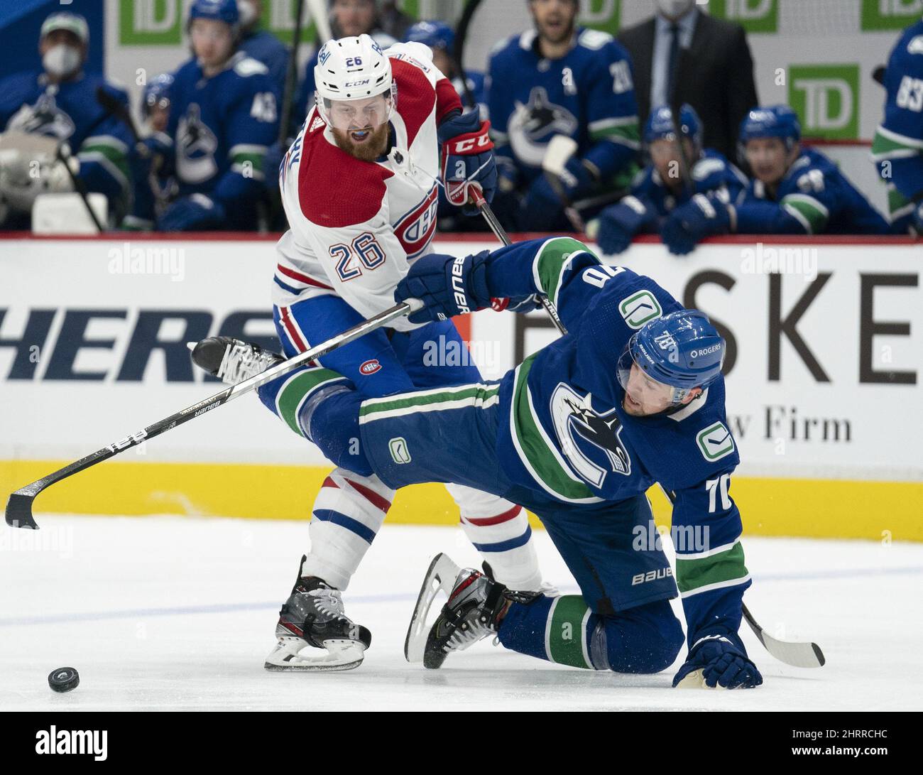 Montreal Canadiens defenceman Jeff Petry (26) fights for control of the ...