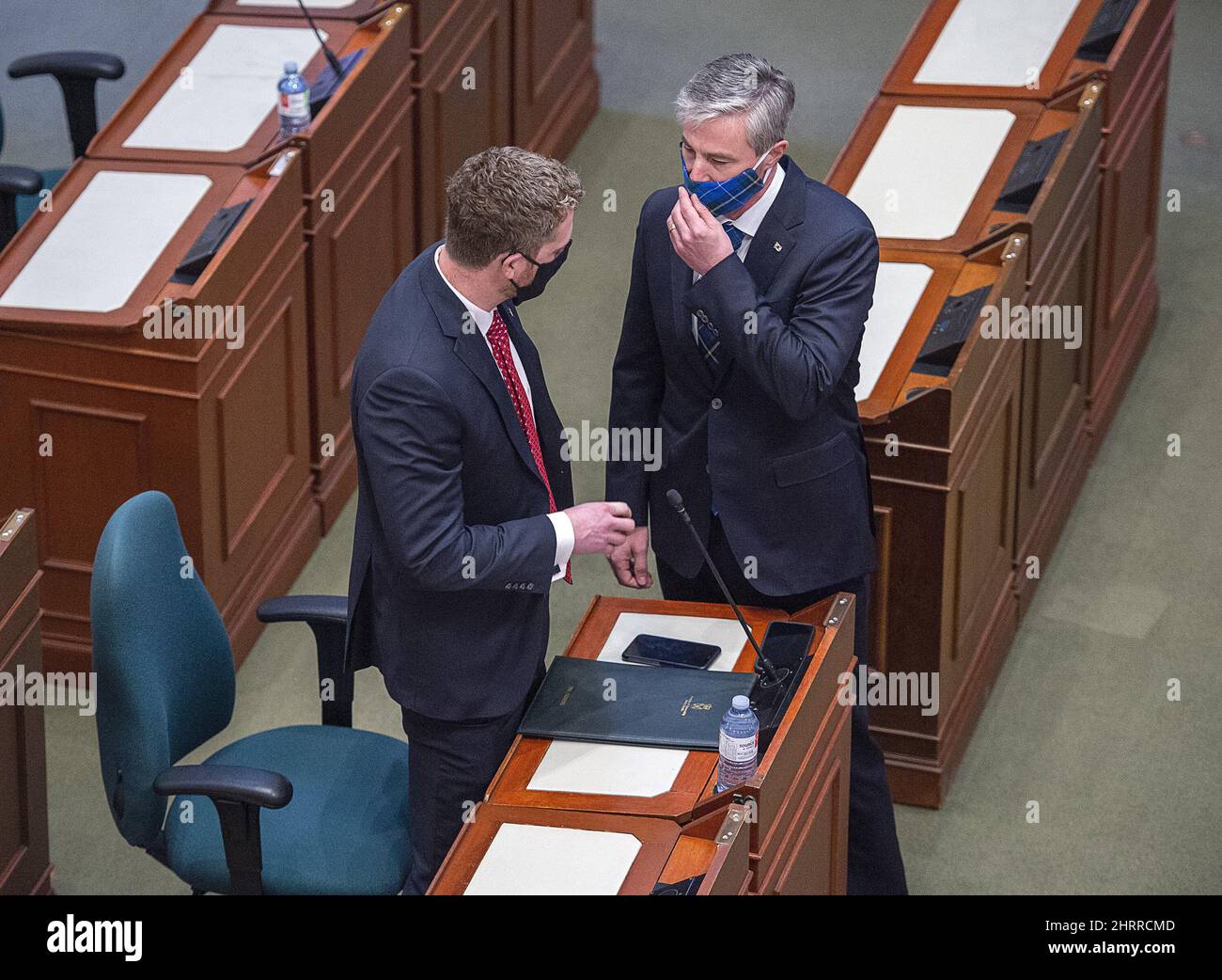 Nova Scotia Premier Iain Rankin, left, chats with Progressive ...