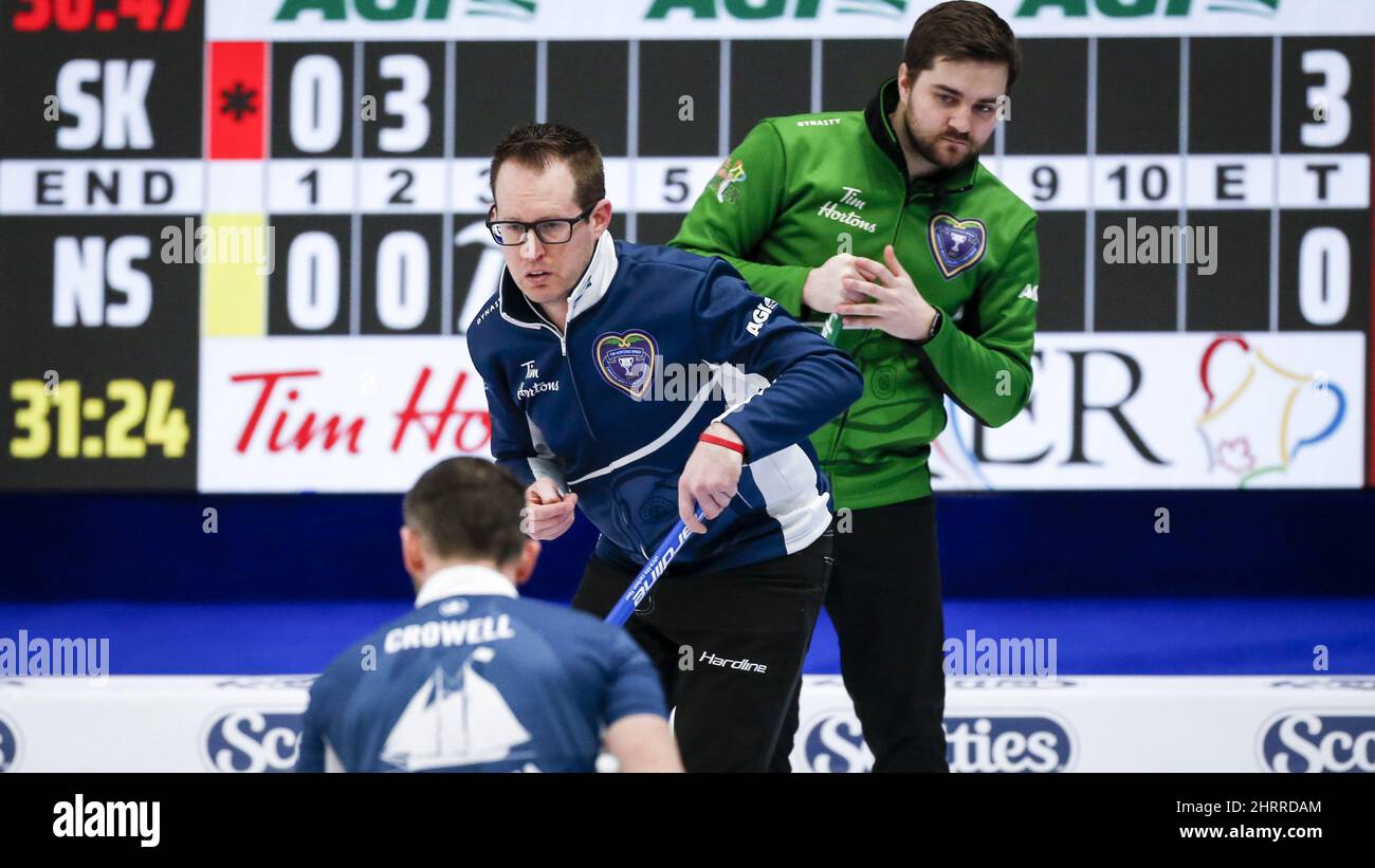 Team Nova Scotia skip Scott McDonald, left, directs his teammates as ...